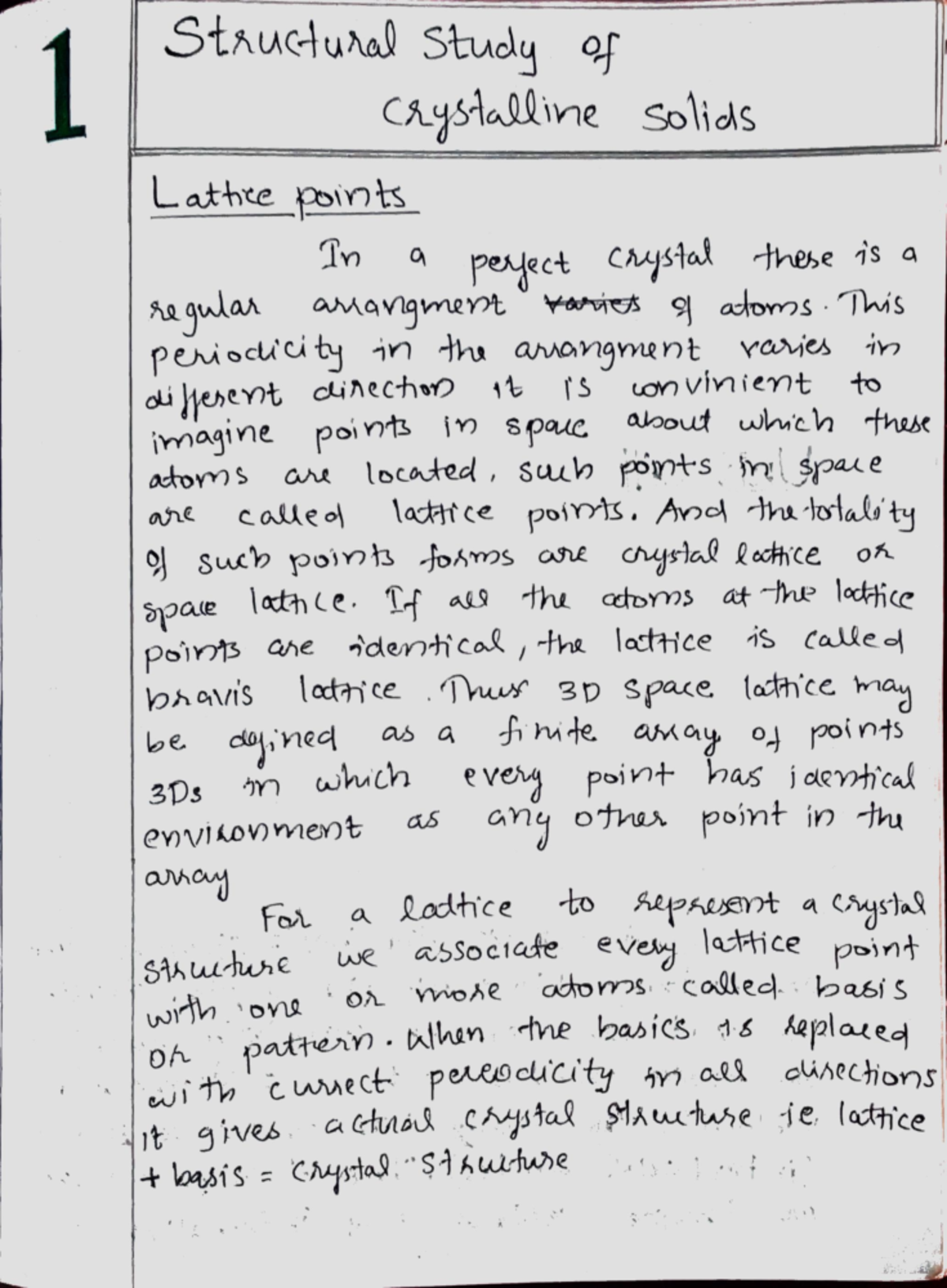 Solid - Hshsj - 1 Structural Study of crystalline solids Lattice points ...