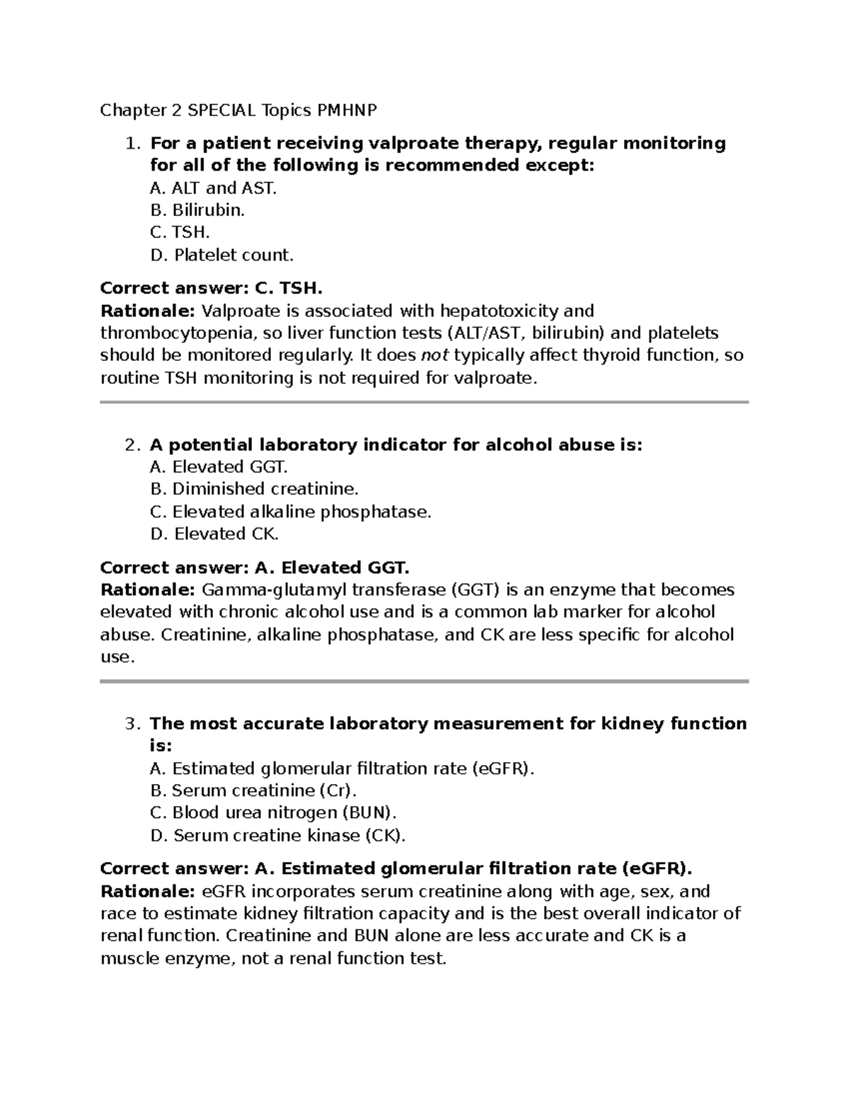 Chapter 2 Special PMHNP Topics: Key Lab Monitoring Guidelines - Studocu