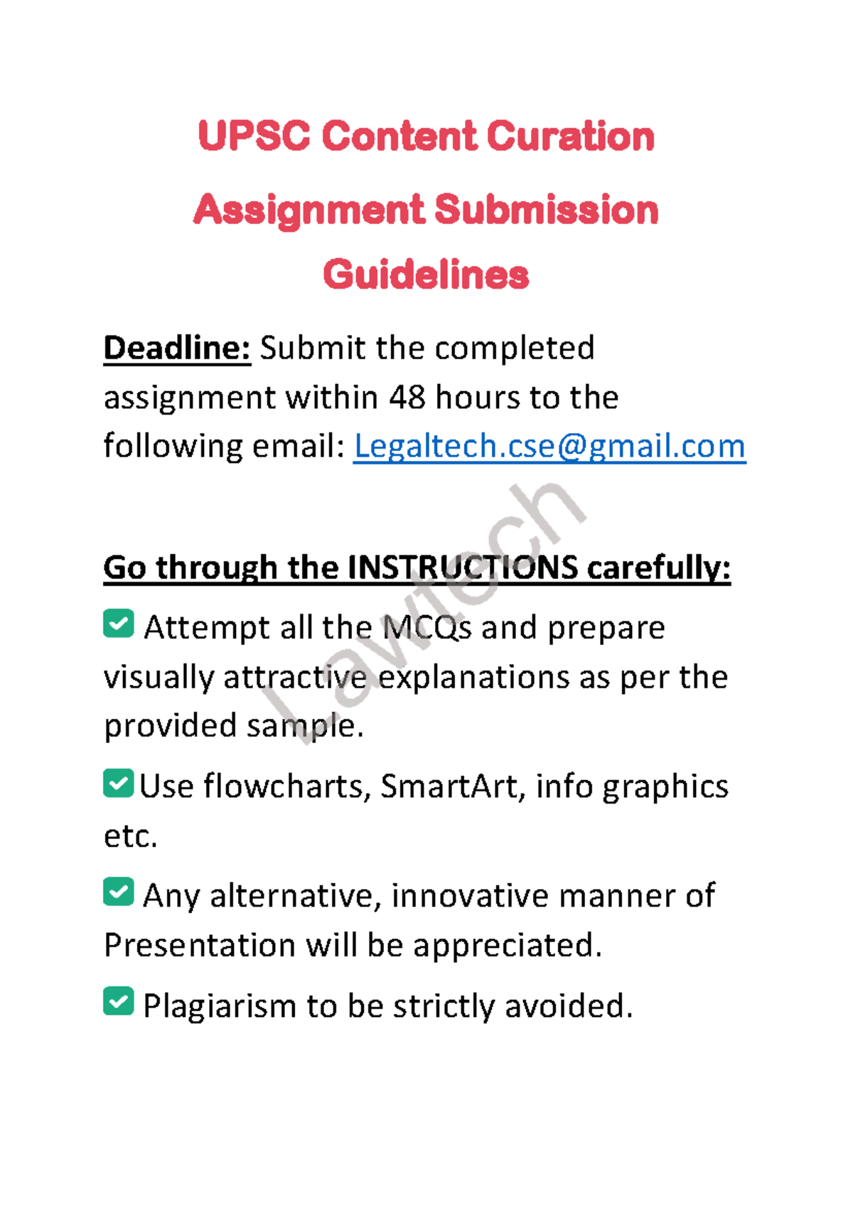 UPSC Content Curation Assignment Guidelines & MCQ Presentation Tips ...