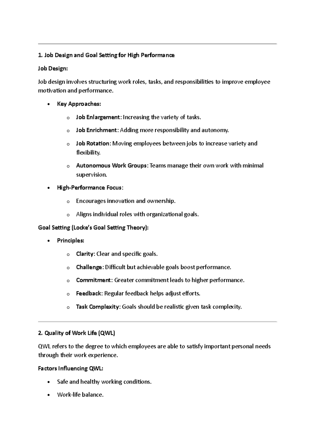 OB Unit 5: Job Design, Goal Setting, and Performance Management - Studocu