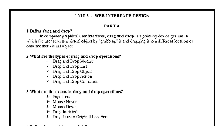 HCI U5 Notes: Understanding Drag and Drop in Web Interface Design - Studocu