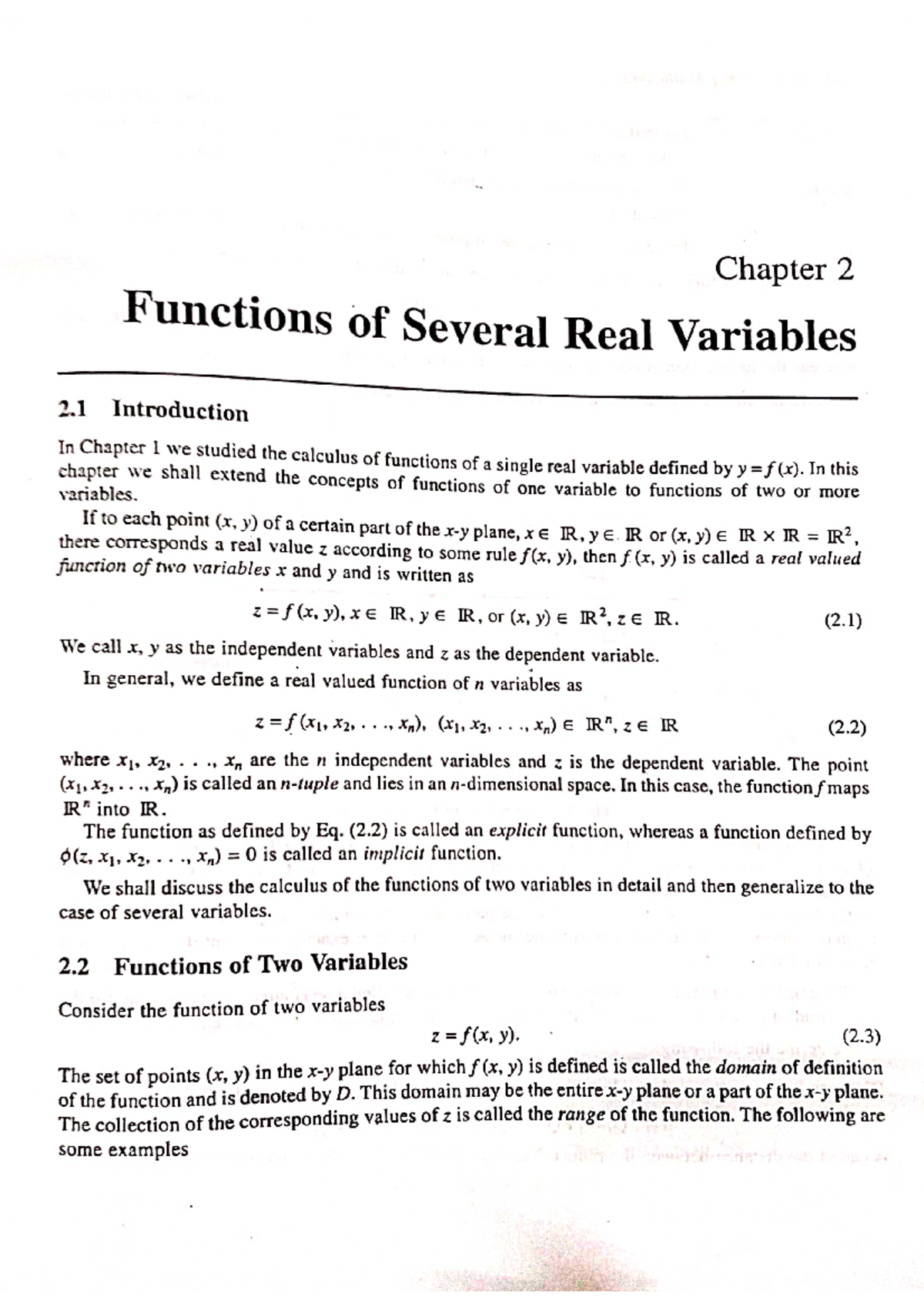(RK JAIN) Functions of Several Real Variables - Chapter 2 Insights - Studocu