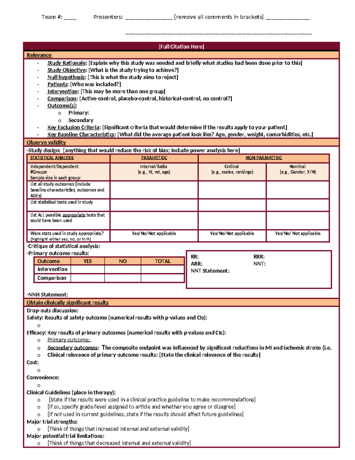 Clinical Study Analysis Template: Design, Outcomes & Recommendations ...