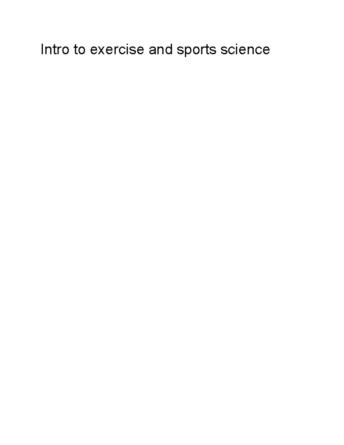 Intro to Exercise and Sports Science - Lecture Notes - Studocu