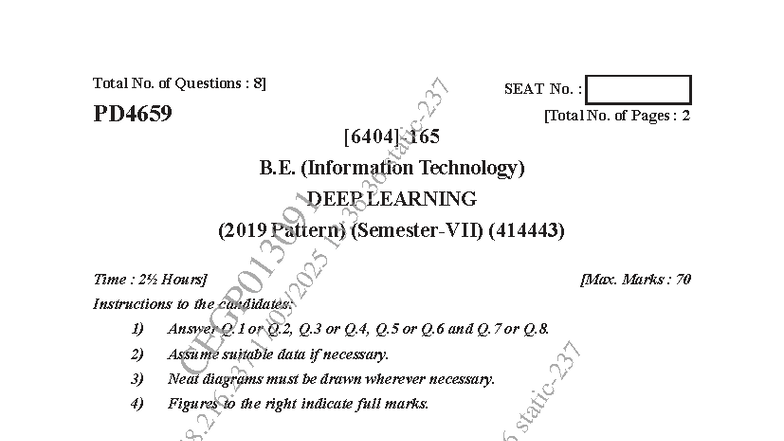 DL C 8.2 PYQ - Deep Learning Exam Paper (April 2025) - Studocu