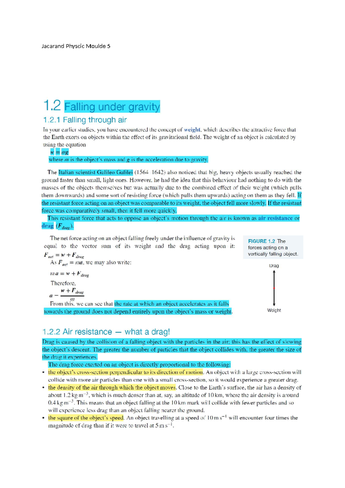 Physics Module 5 - Falling Under Gravity and Air Resistance - Studocu