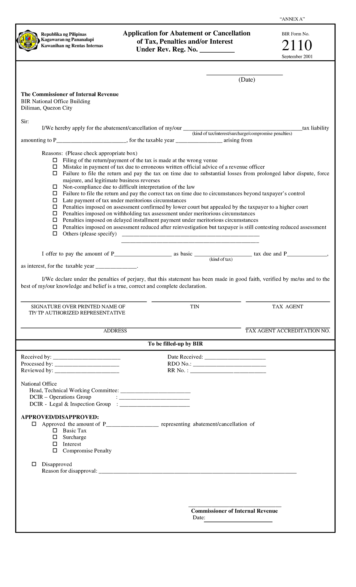 BIR 2110 - Tax Abatement & Cancellation Lecture Notes 9 - Studocu