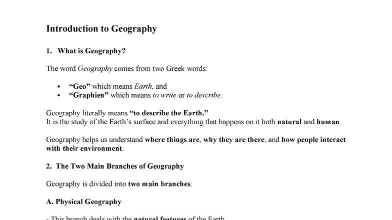 Geography 101: Understanding Physical & Human Geography - Studocu