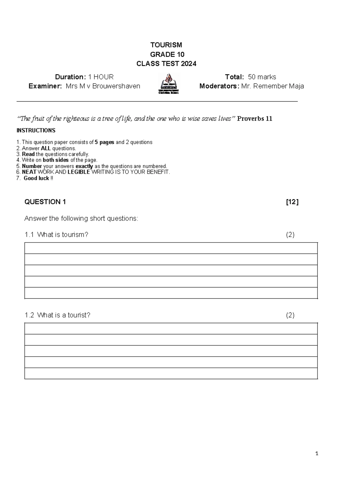 Tourism PAT Gr 10 - 2024 - Teacher Guidelines Ecdoe - TOURISM PRACTICAL ... Tourism PAT Gr 10 - 2024 - Teacher Guidelines Ecdoe - TOURISM PRACTICAL ...