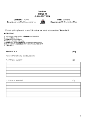 Tourism PAT Gr 10 - 2024 - Teacher Guidelines Ecdoe - TOURISM PRACTICAL ...