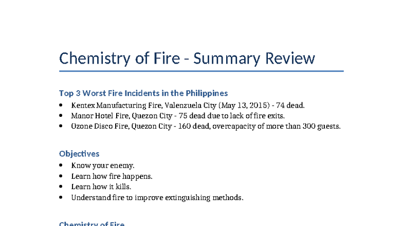 Chemistry of Fire Summary: Understanding Fire Dynamics and Incidents ...