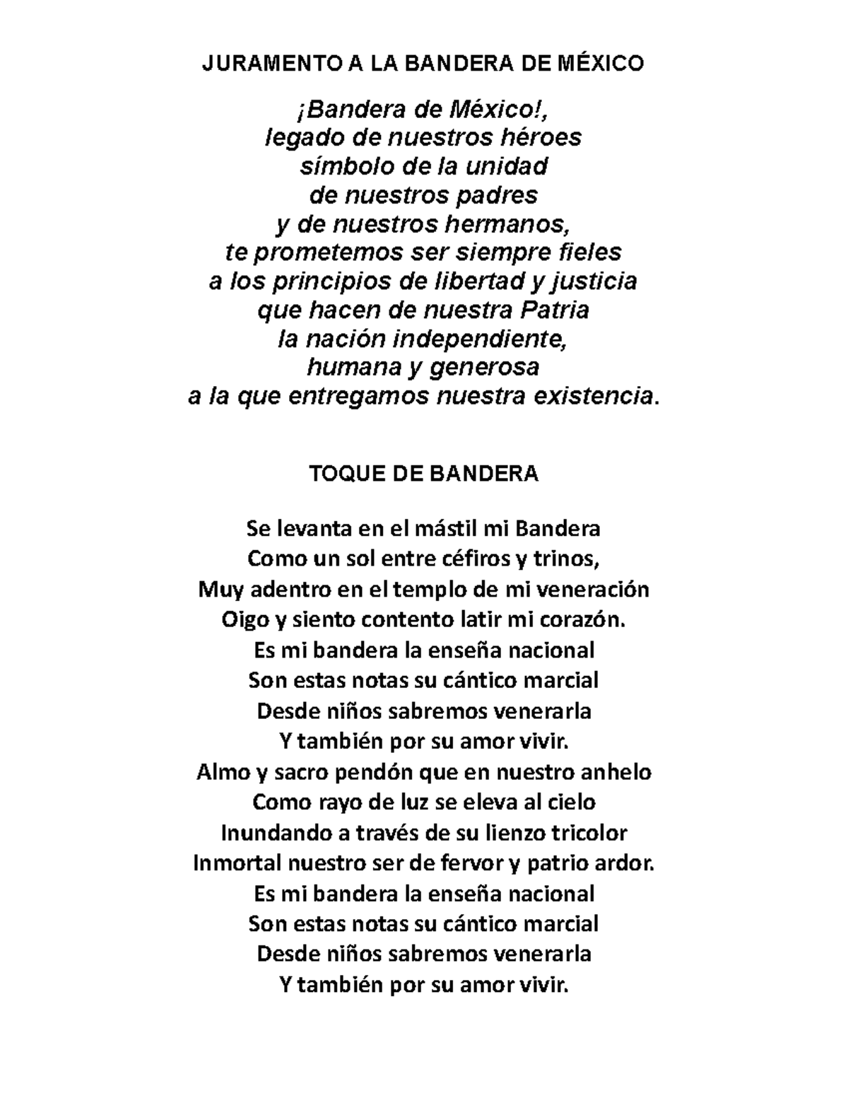 Juramento A La Bandera Para Imprimir En Pdf 2023 43 Off