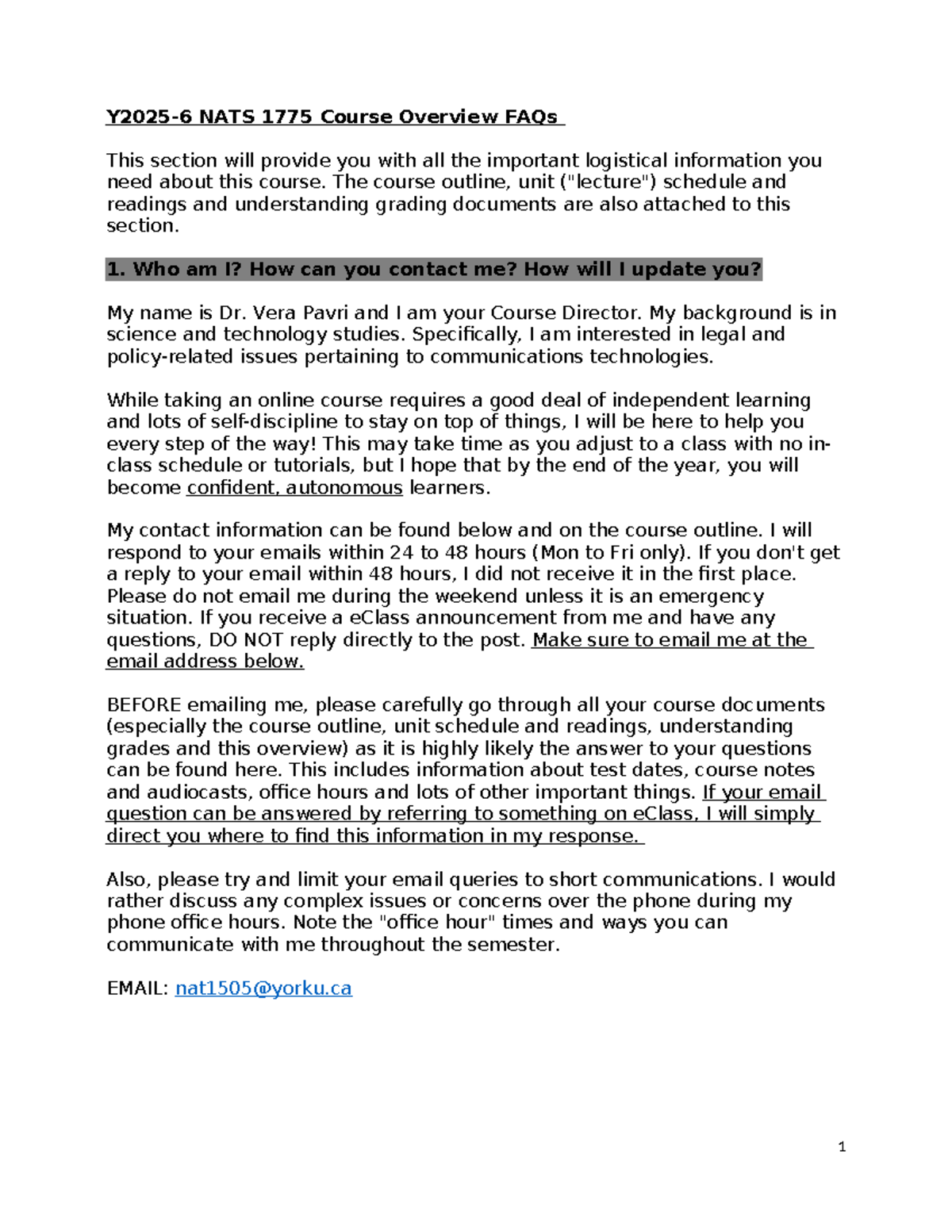 Y2025-26 NATS 1775 Course Overview & FAQs for Students - Studocu