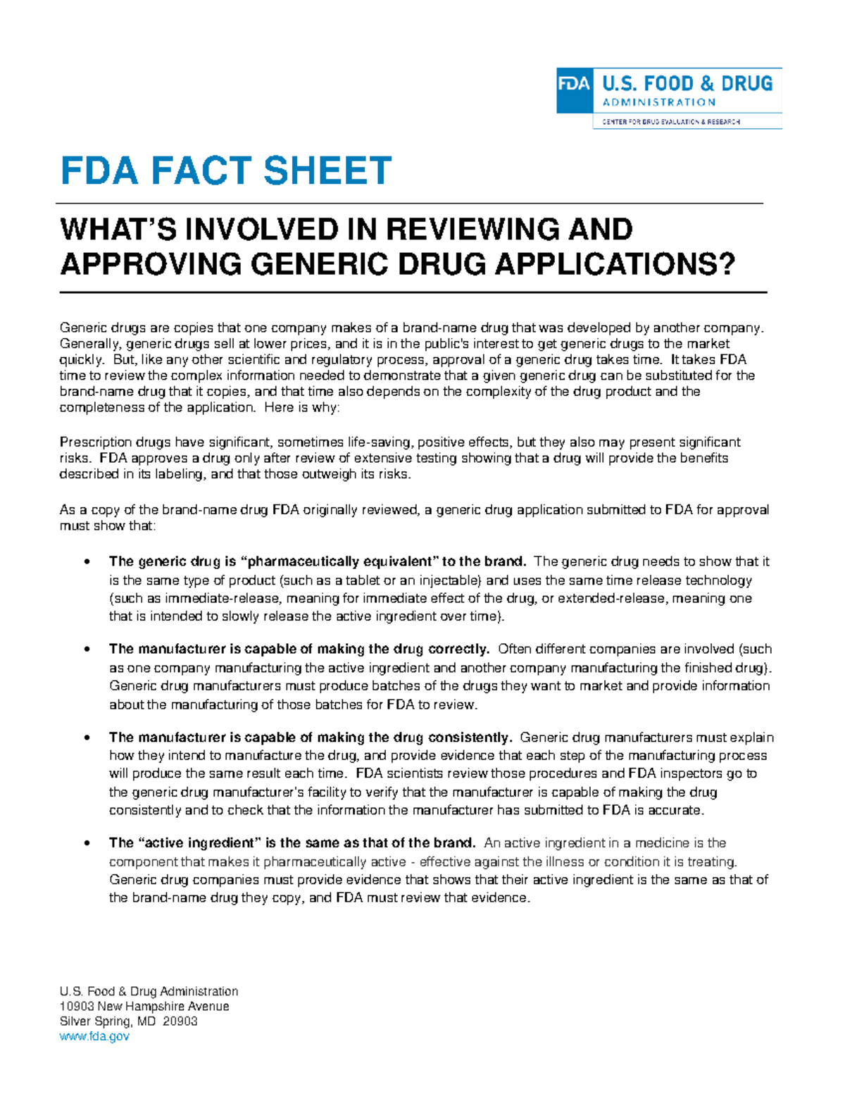 FDA Review Process for Approving Generic Drug Applications - Studocu