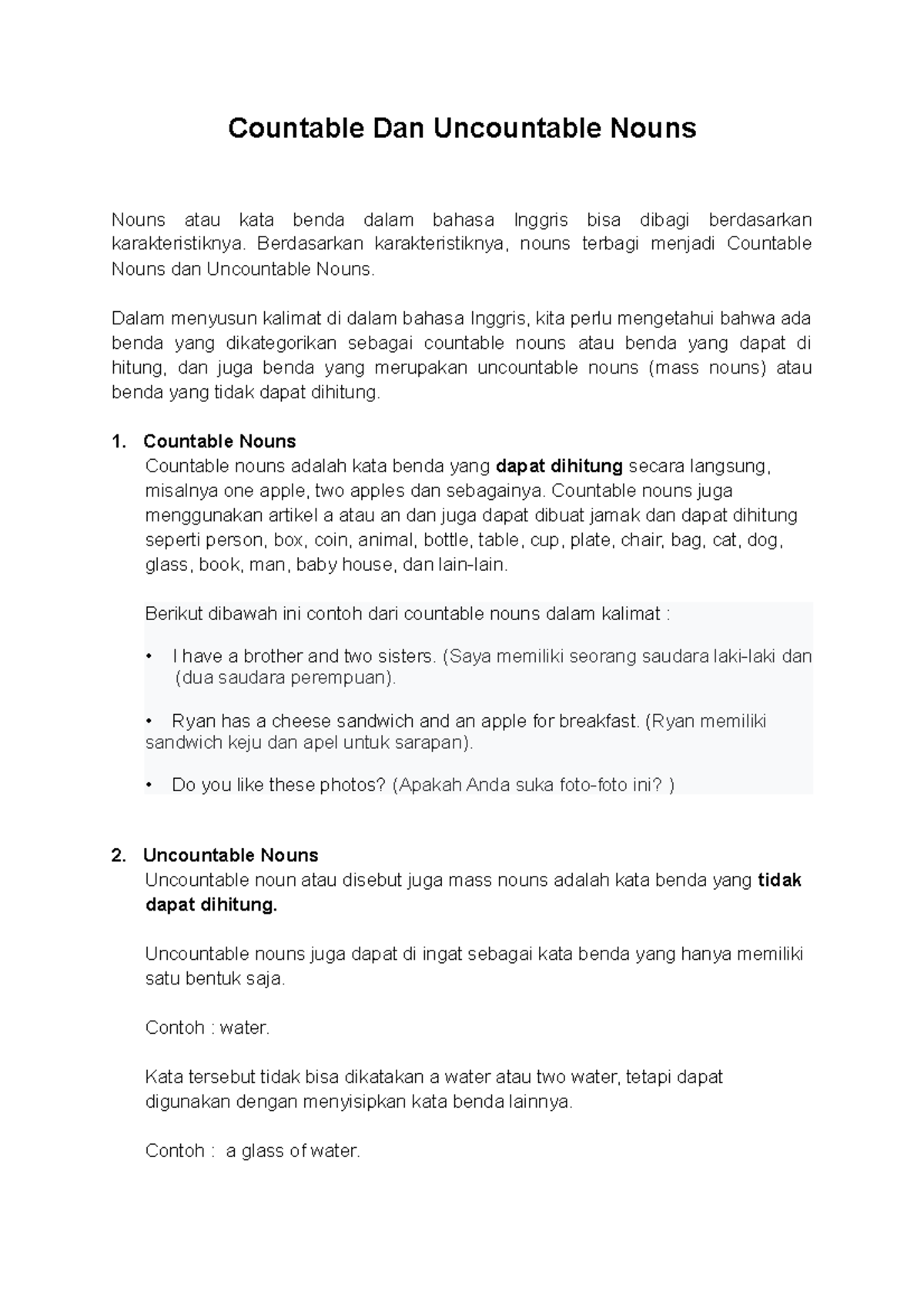 Countable Dan Uncountable Nouns-f1 - Countable Dan Uncountable Nouns ...