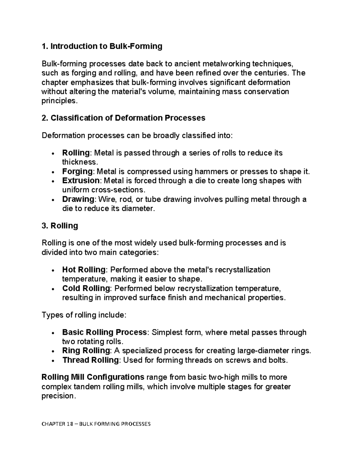 CH18 - Bulk Forming Processes: Overview and Quiz Questions ...