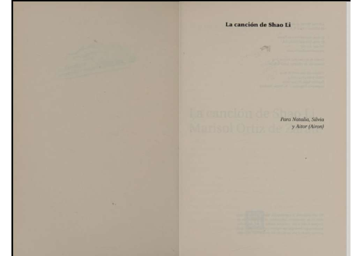 La cancion de Shao Li - 2009, Marisol Ortiz de Zárate 2009, Editorial ...