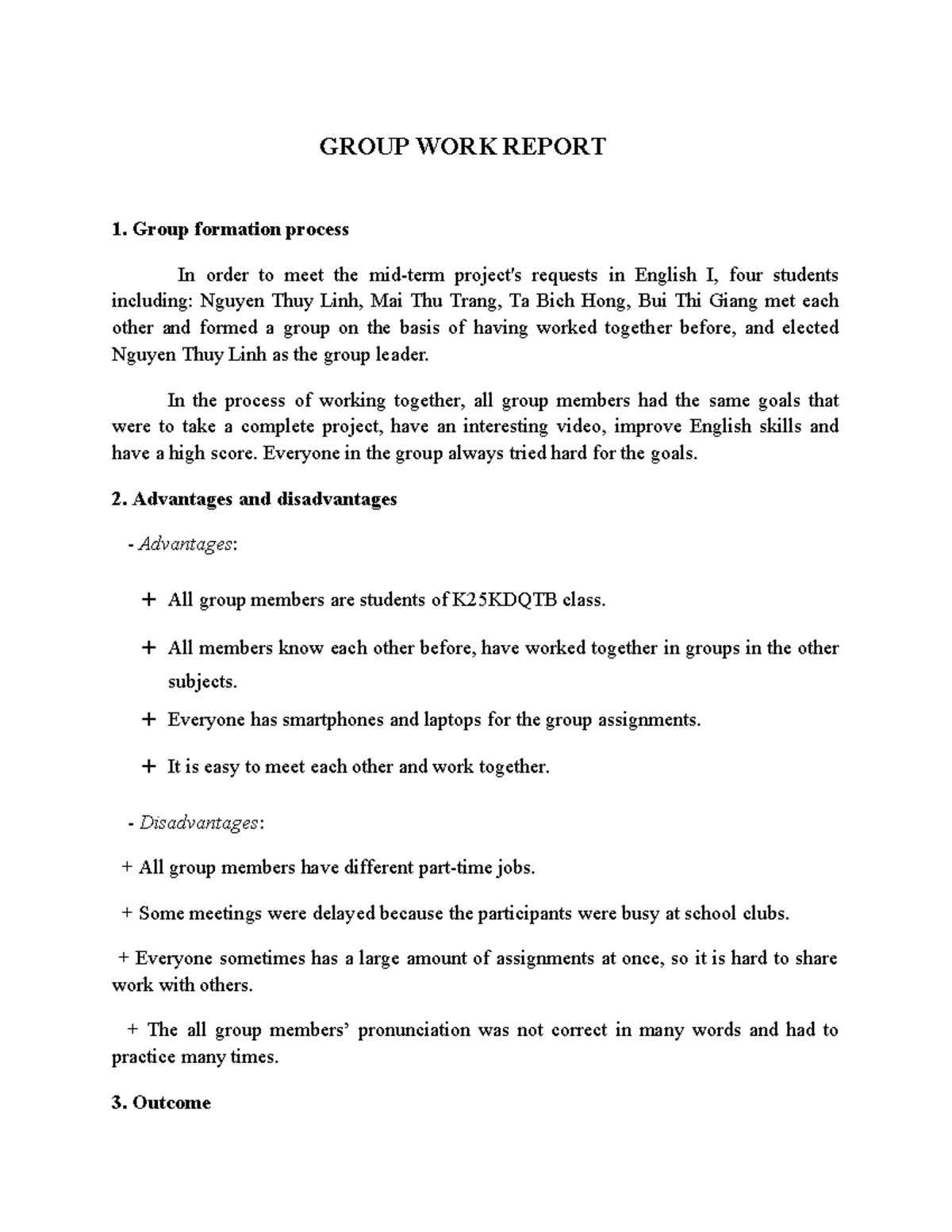 Group WORK Report nhóm 7 - GROUP WORK REPORT Group formation process In ...