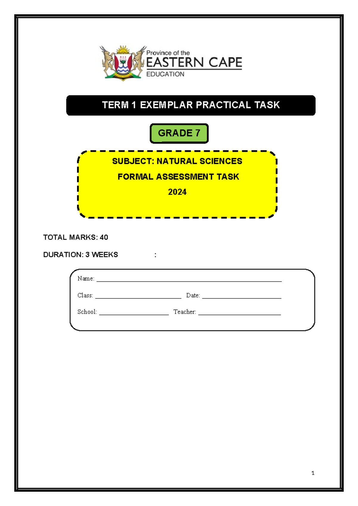 2024 NS Grade 7 Practical Task: Investigating Plant Life Requirements ...