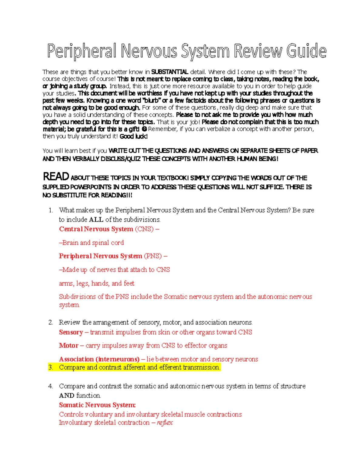 BIOL 305 Exam 3 Review Guide: Muscular and Nervous Systems - Studocu