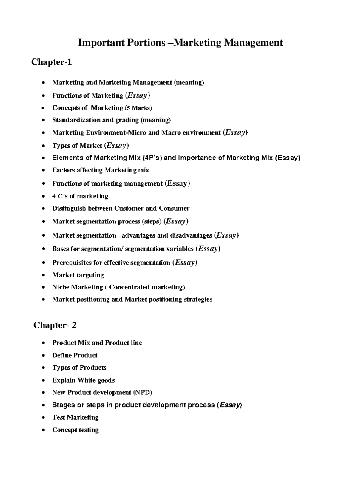 Important Portions- Marketing Management-1 - Important Portions ...