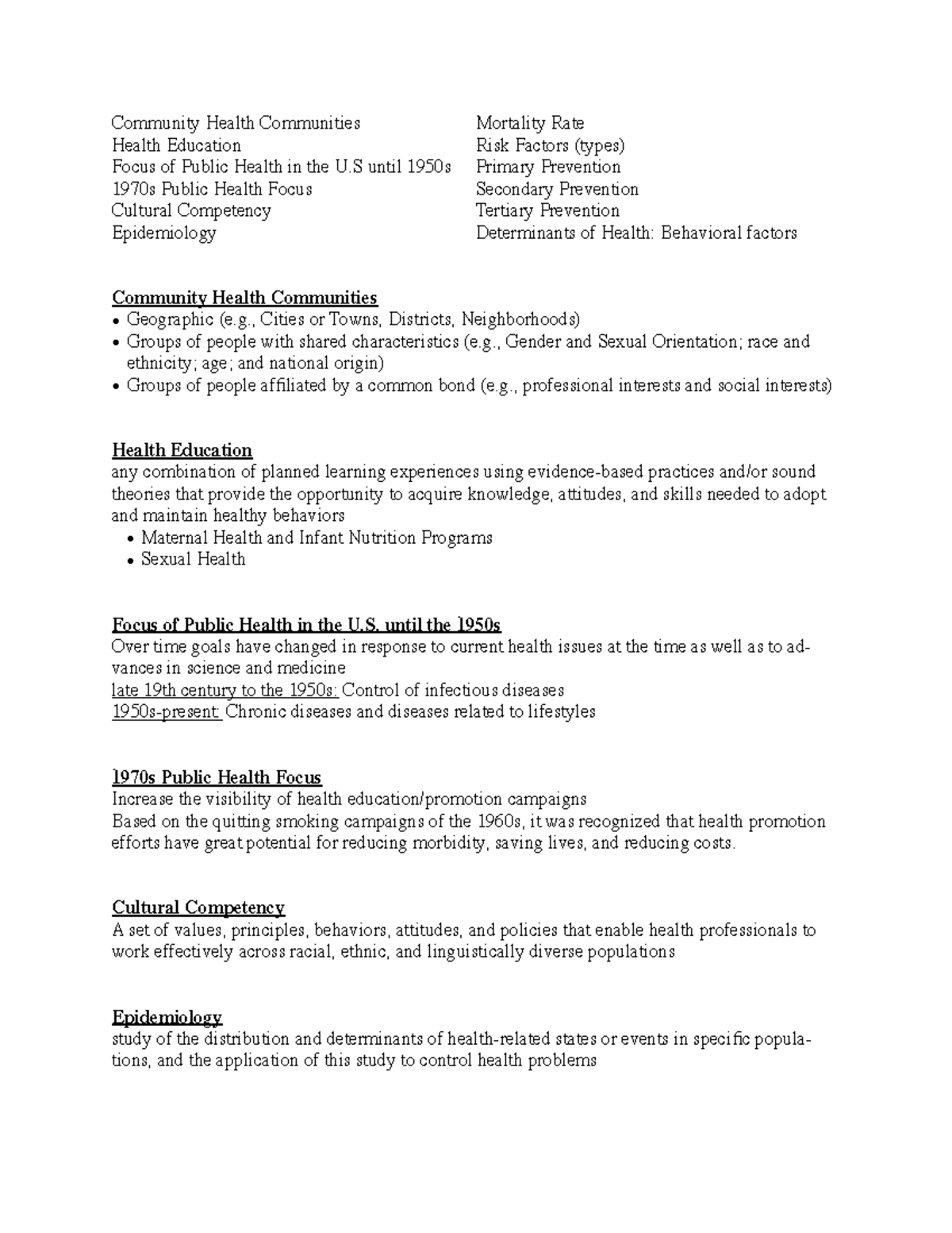 Community Health Exam 1 Review: Key Concepts and Historical Insights ...