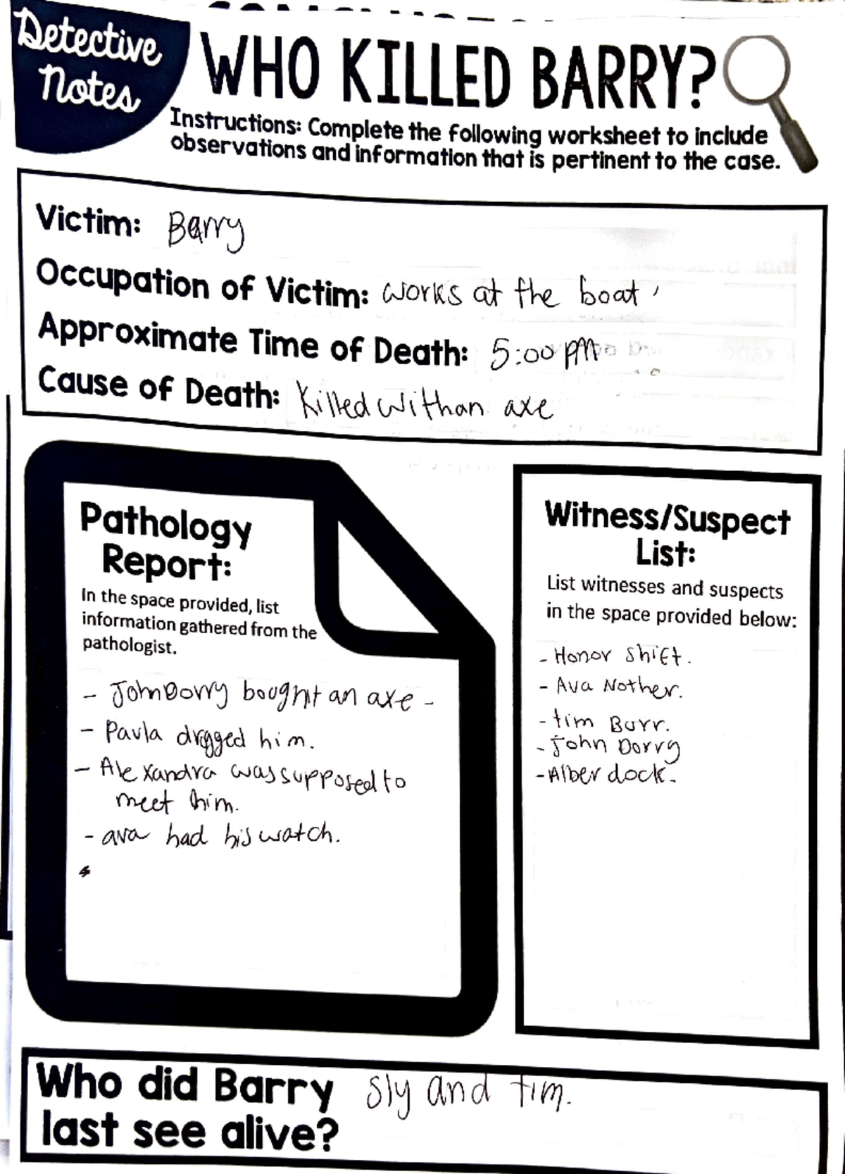 Barry's Murder: Investigation and Analysis - Coursework - Studocu