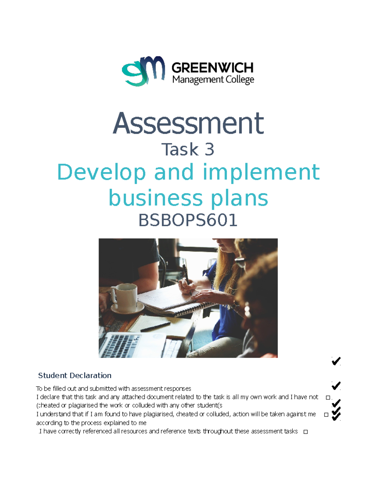 BSBOPS601 - Task 3: Develop & Implement Business Plans - Final Exam ...