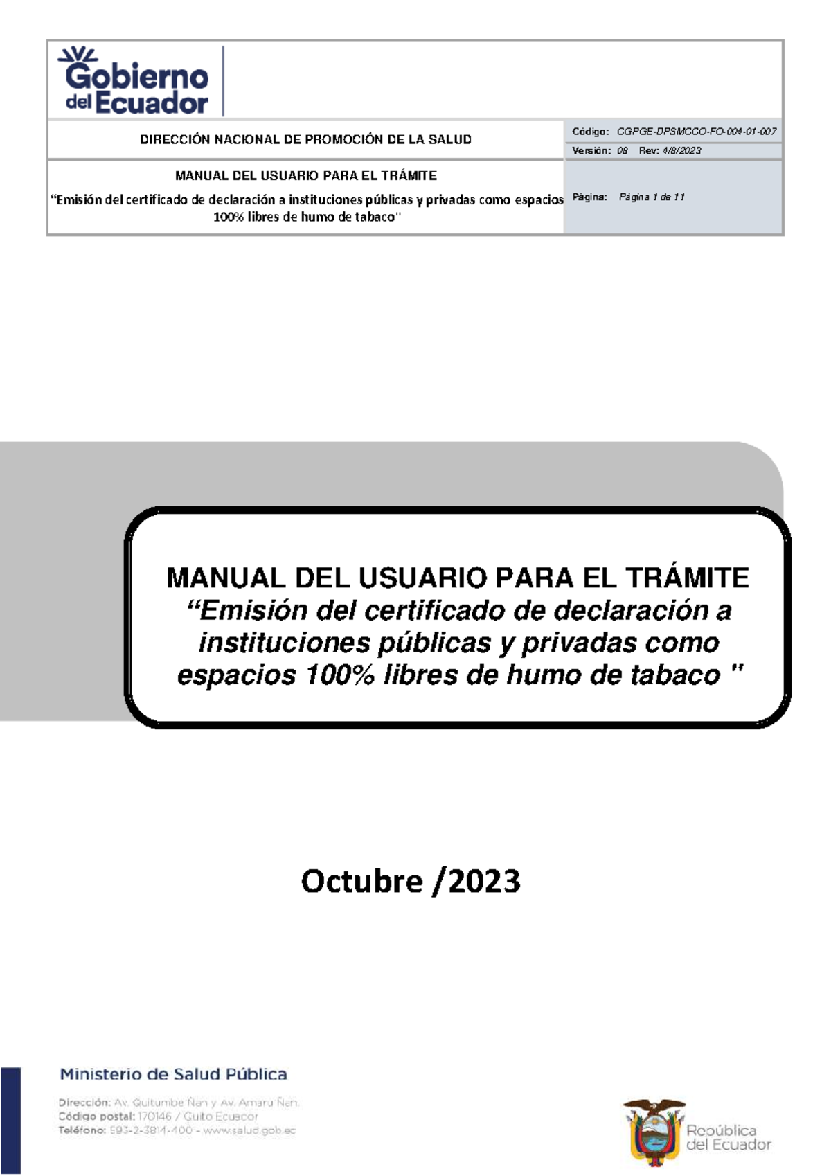 Manual del Usuario para el Trámite de Certificado de Espacios Libres de ...