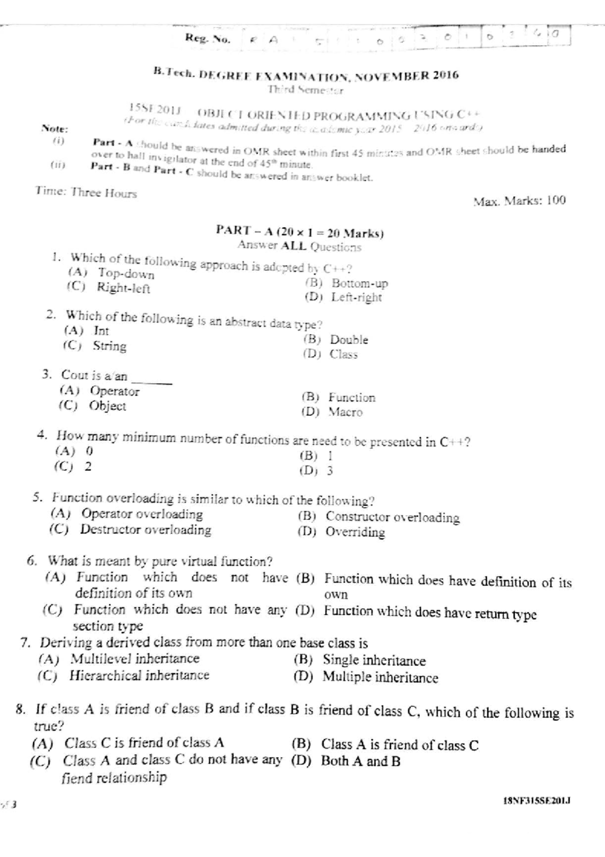Object Oriented Programming Using C - 15SE201J - SEM III Exam Notes ...