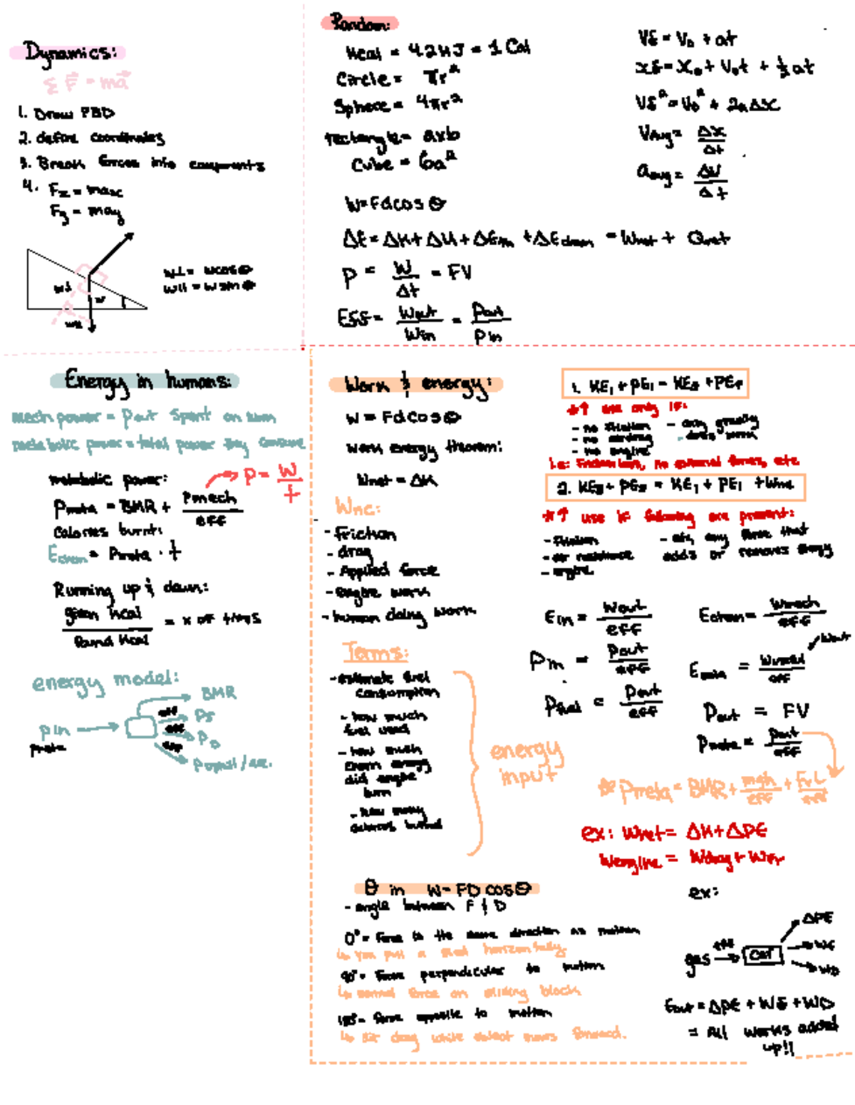 Cheat Sheet #2: Random Dynamics and Energy Concepts in Physics - Studocu