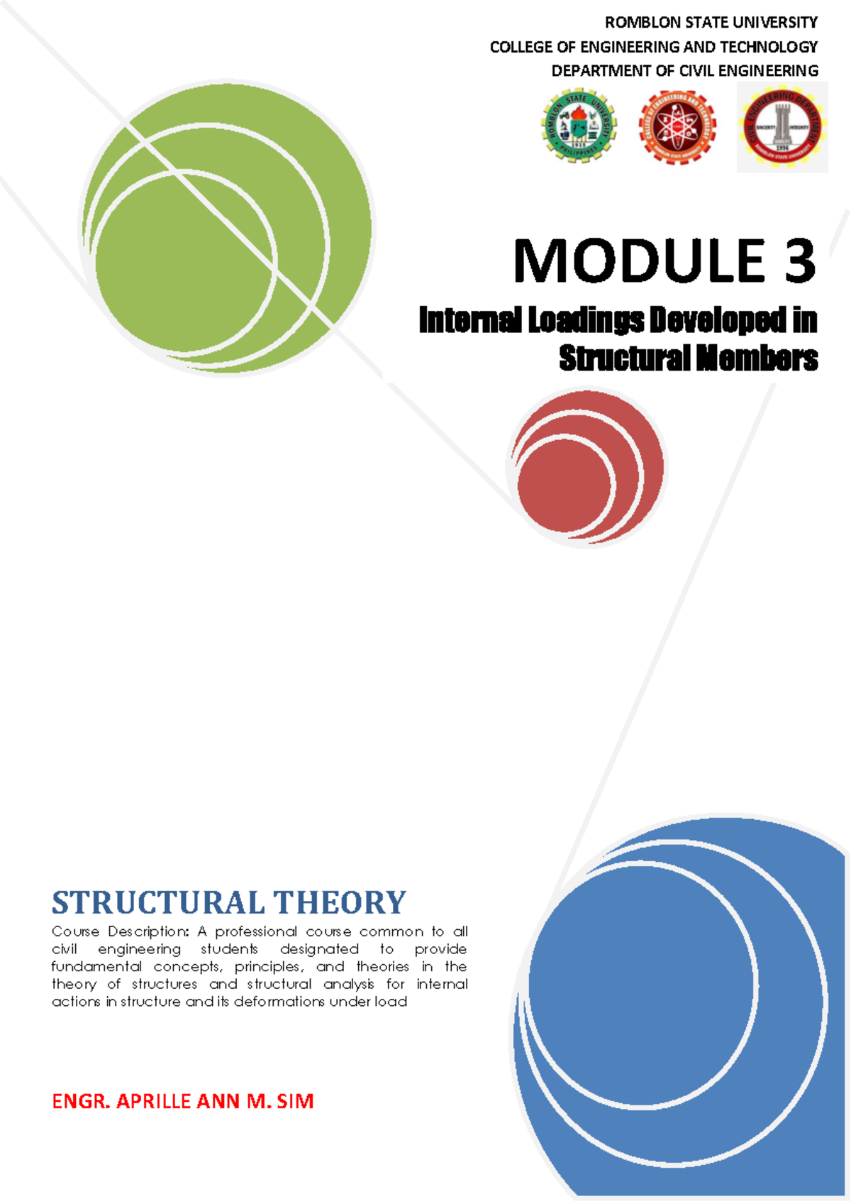 Internal Loadings in Structural Members - Module 3 ENGR - Studocu