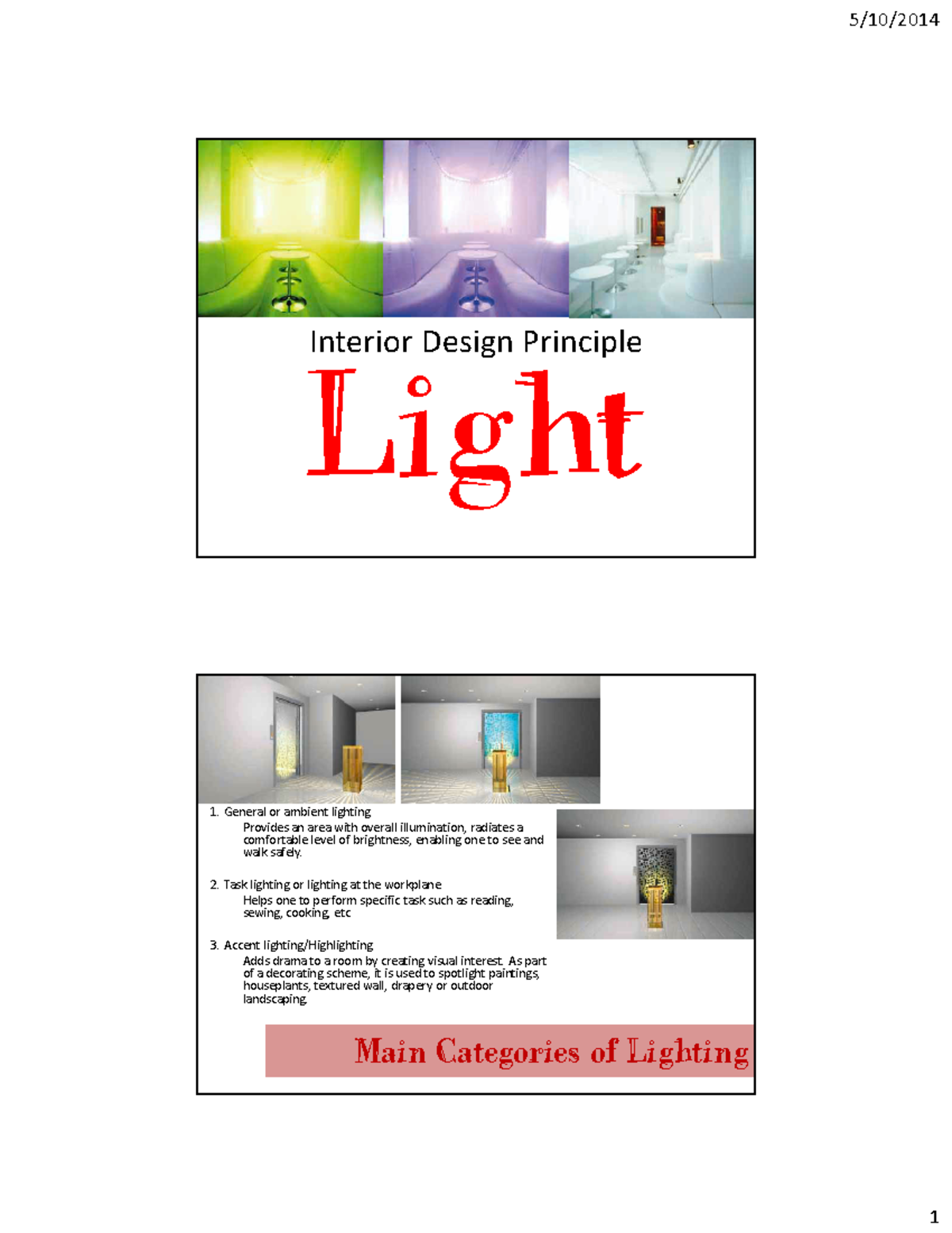 ID LIGHT USE FOR DESIGN - Interior Design Principle General or ambient ...