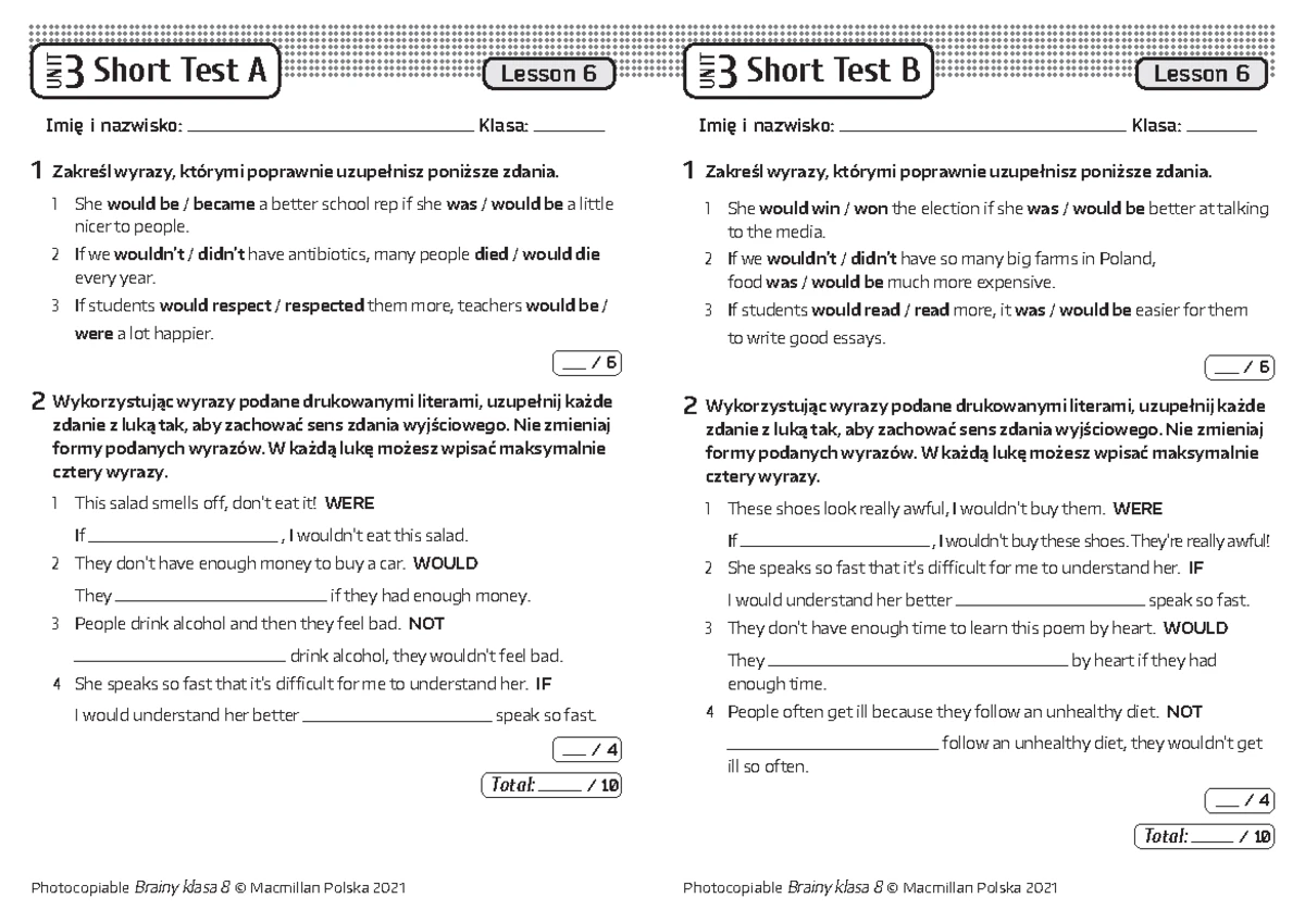 Together KL5 U6 Unit Test - Standard A (Macmillan 2024) - Studocu