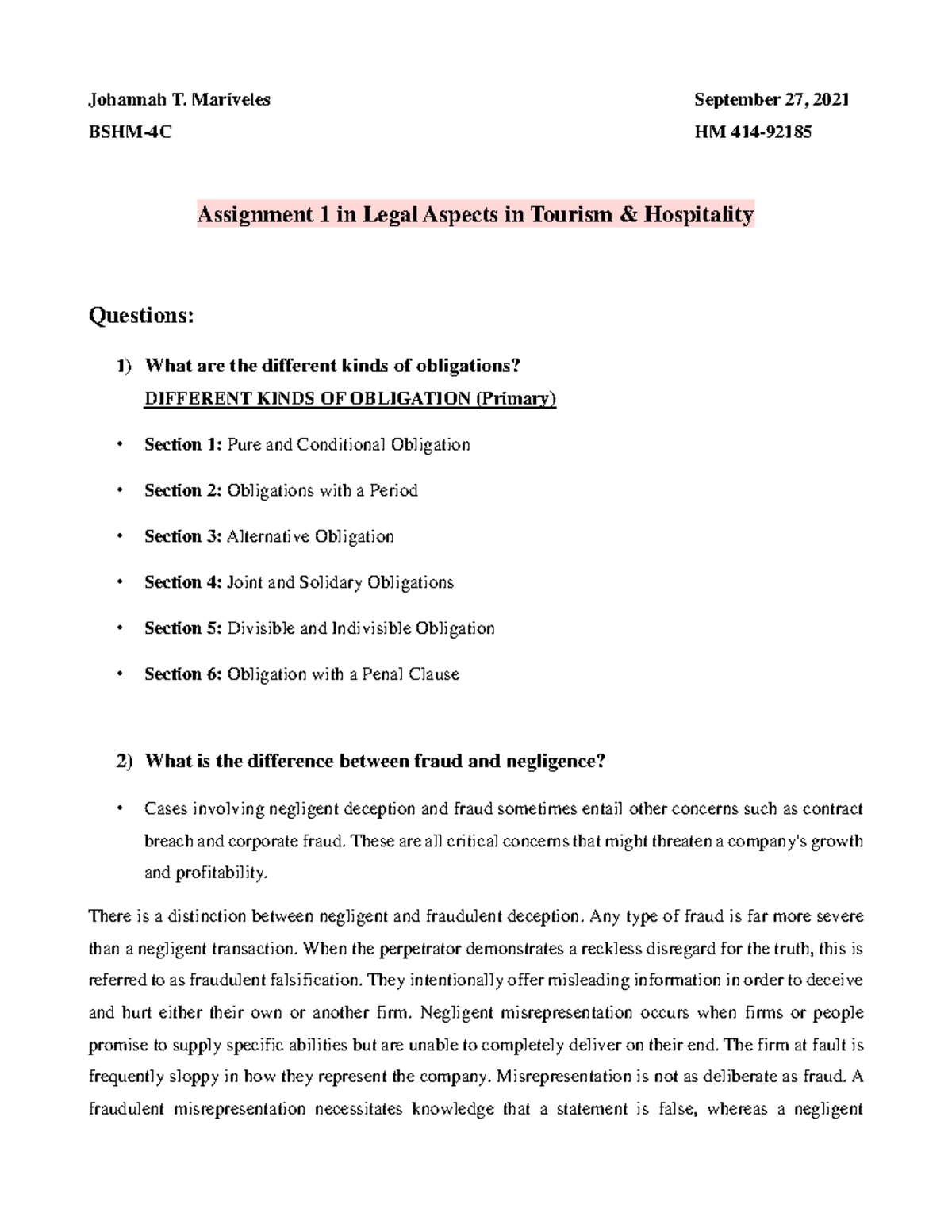 Legal aspect in tourism and hospitality - LEGAL ASPECT IN TOURISM AND ...