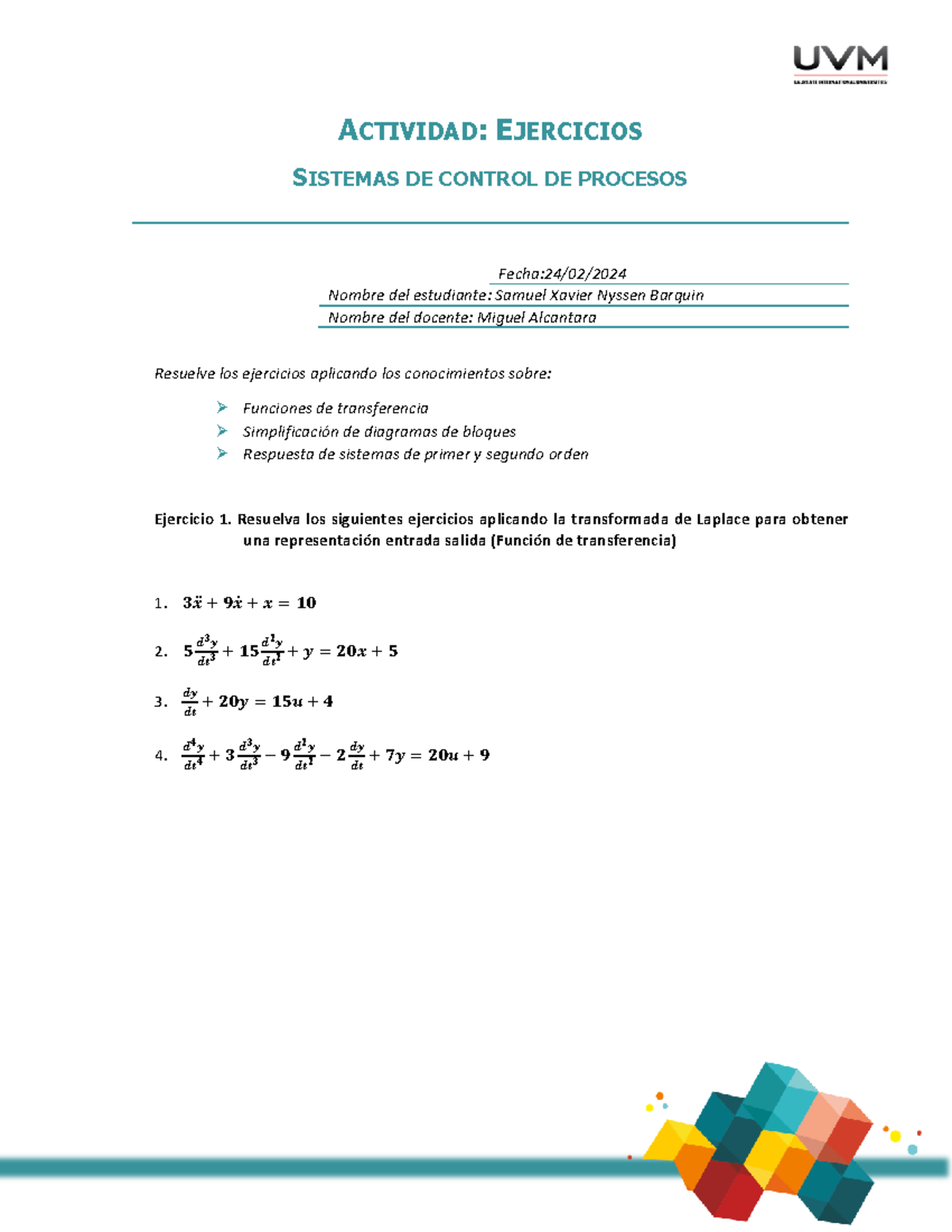 ACTIVIDAD: EJERCICIOS DE CONTROL DE PROCESOS A#1 SXNB - Studocu