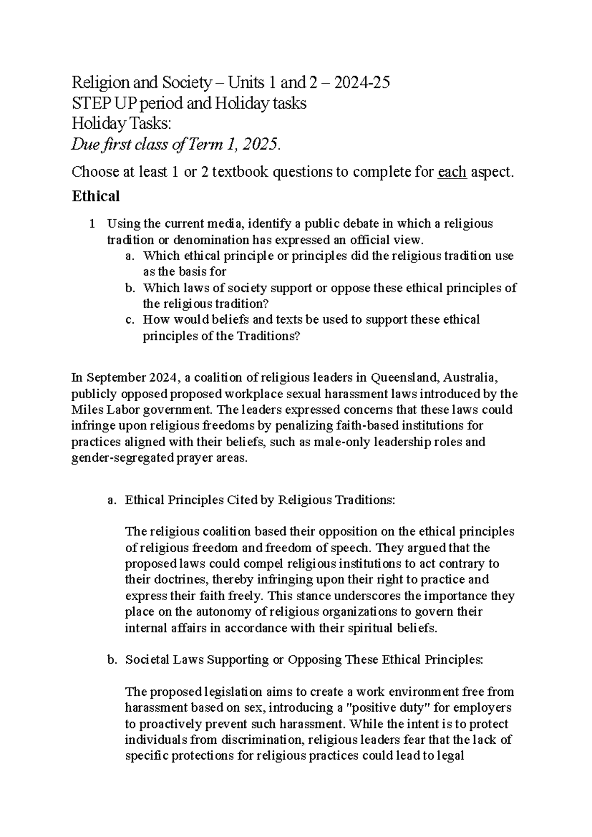 Religion and Society Themes - Units 1 and 2 Study Guide (2024-25) - Studocu