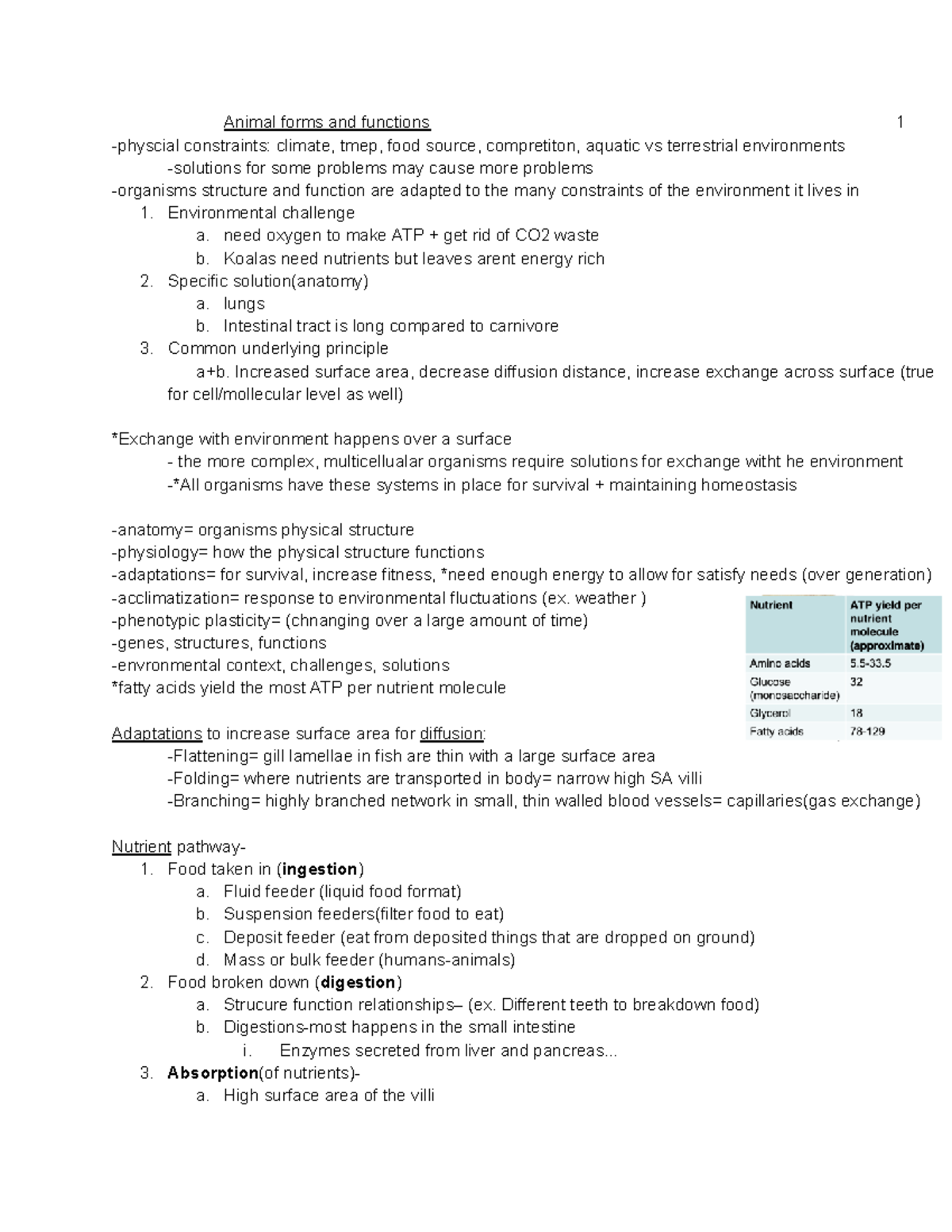 BISC 101: Animal Forms & Functions - Environmental Adaptations and ...
