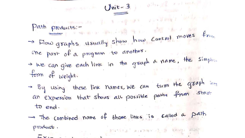 CSE Unit 3: Flow Graphs and Path Expressions Explained - Studocu