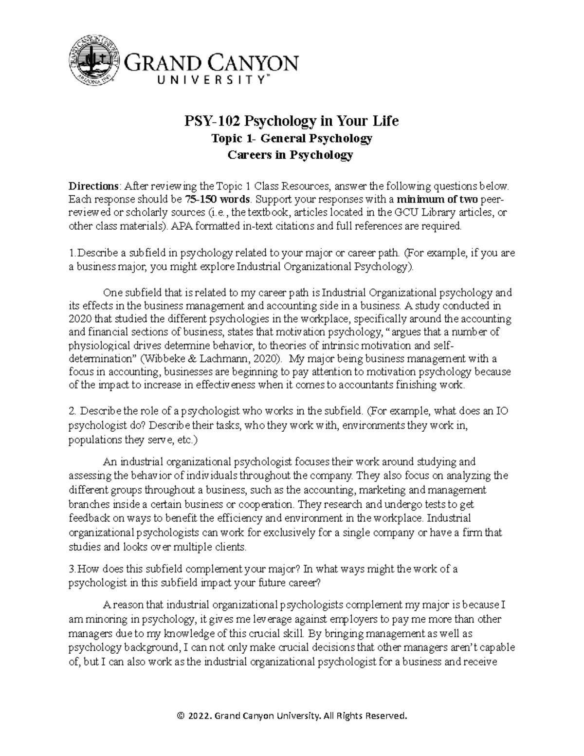 PSY-102 Careers in Psychology: Exploring Subfields & Their Roles - Studocu