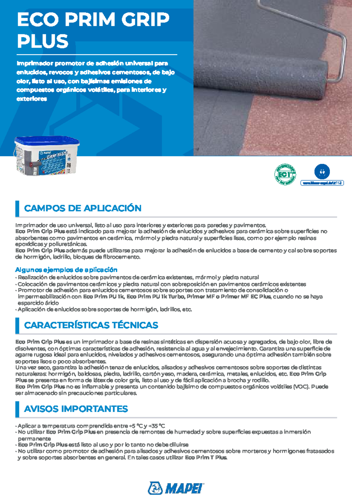 Ficha Técnica: ECO PRIM GRIP PLUS - Imprimador Universal para Adhesión ...