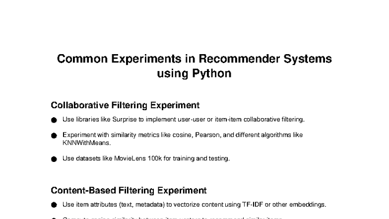 Recommender Systems Experiments in Python: Collaborative Filtering ...