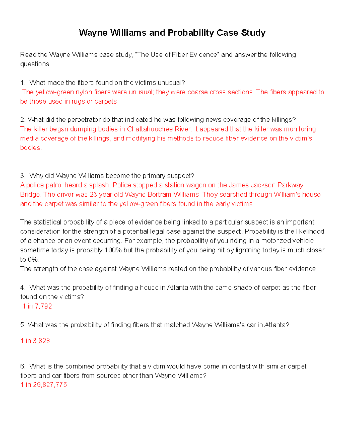 GVS - Wayne Williams & Probability Case Study Analysis - Studocu