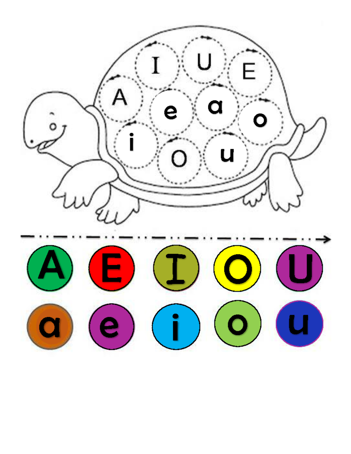 Tortuga con vocales - modulo 2 actividad 3 - I U E A e a O O u AOOOU a ...