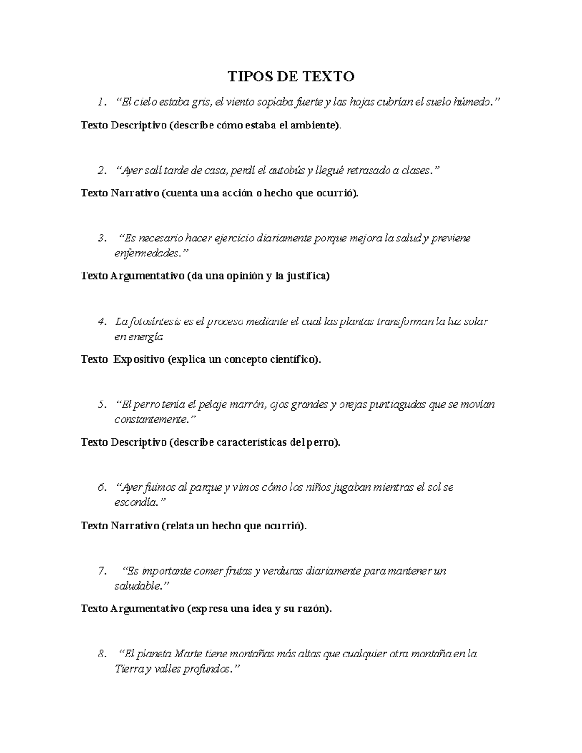 Tipos de Textos: Descriptivo, Narrativo, Argumentativo y Expositivo ...