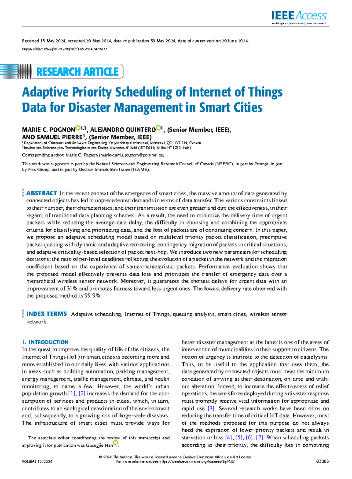 Adaptive Priority Scheduling for IoT Data in Disaster Management (CS ...