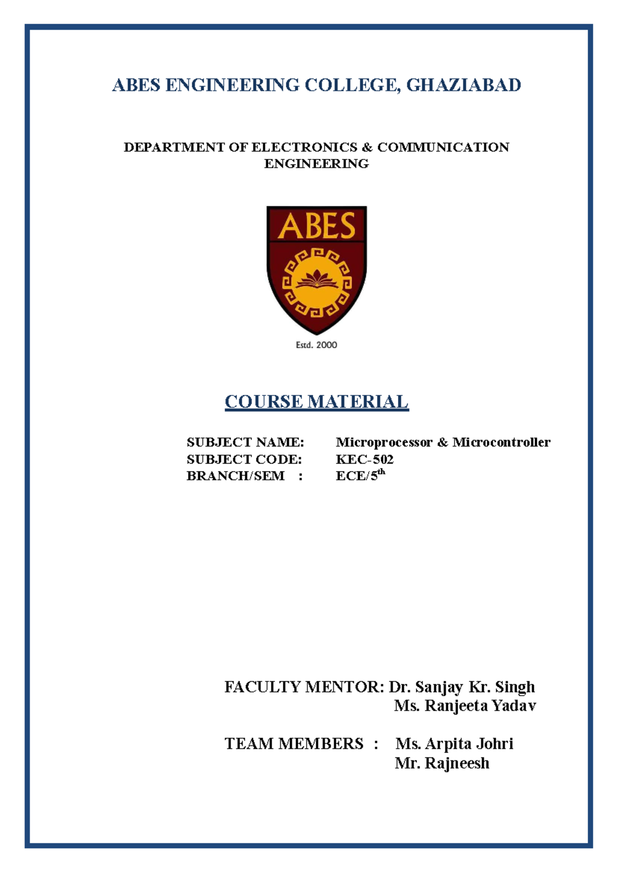 Microprocessor & Microcontroller: Unit 1 Notes (KEC-ECE/5) - Studocu