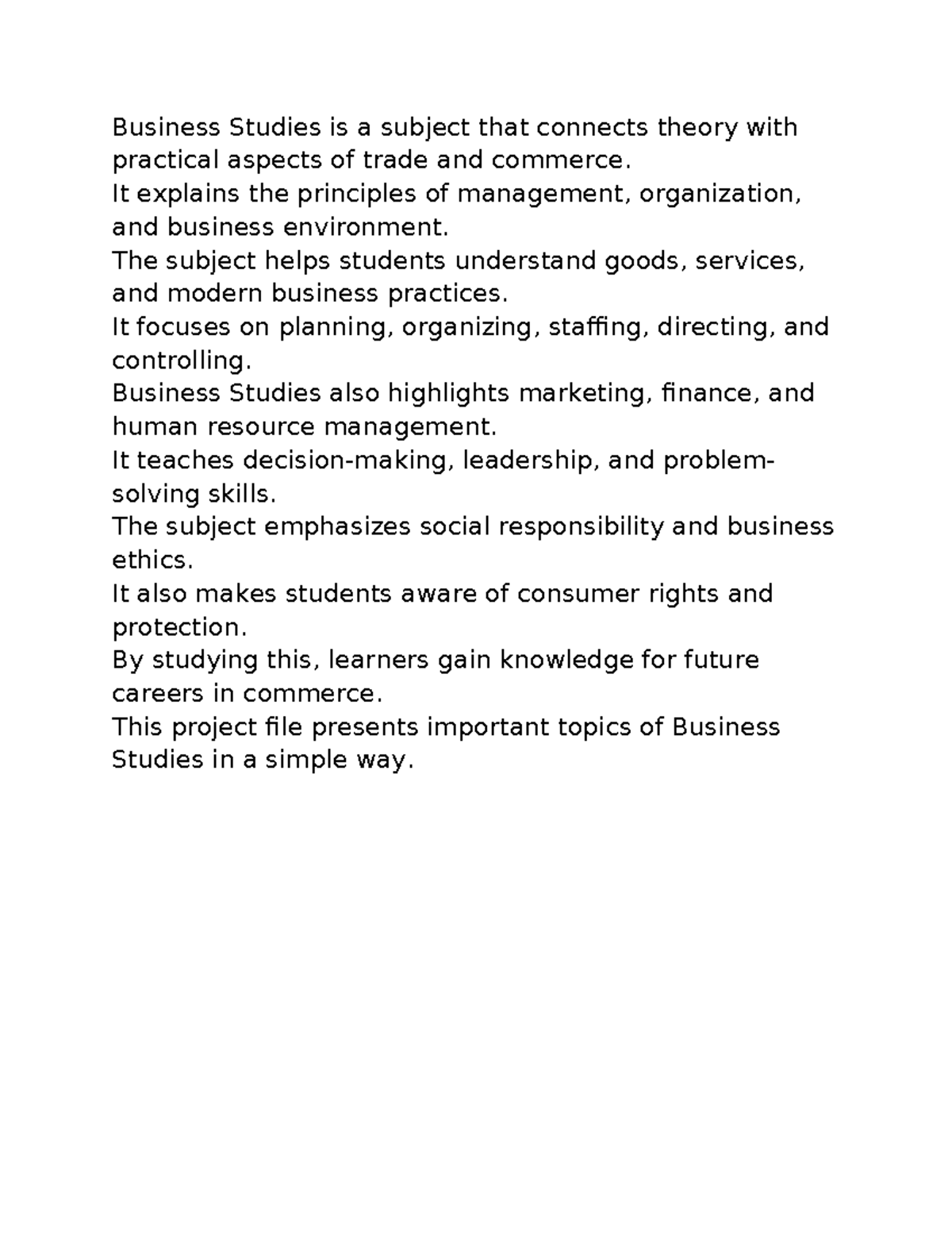 Business Studies Overview: Chapter 10 Introduction - Studocu