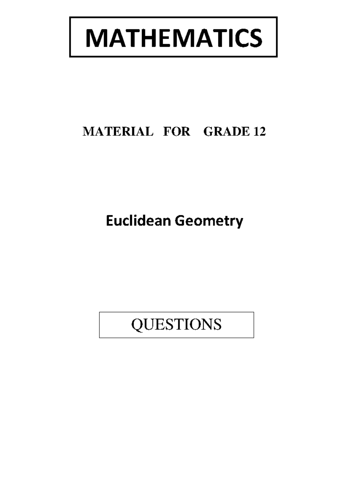 MSI Grade 12 Mathematics: Euclidean Geometry Questions & Proofs - Studocu