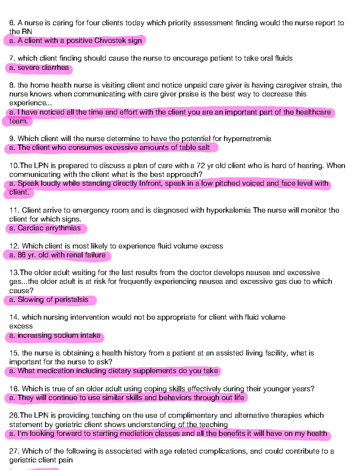 Exam 2 Review: Key Nursing Assessments and Interventions for Elderly ...
